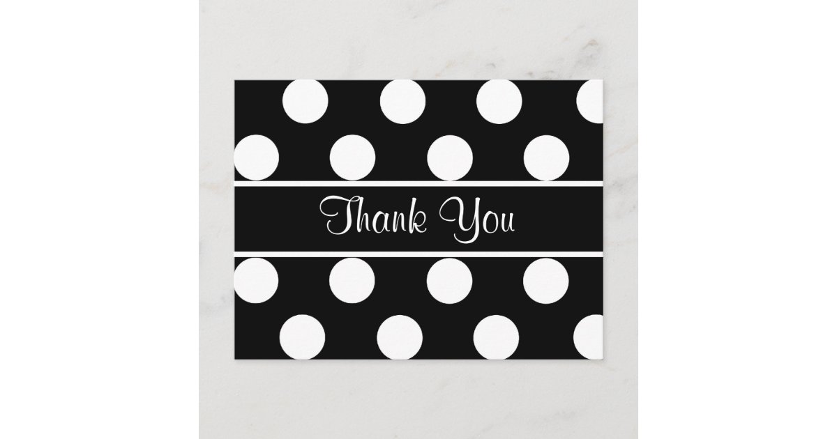 Thank You Black & White Polka Dot Postcard | Zazzle