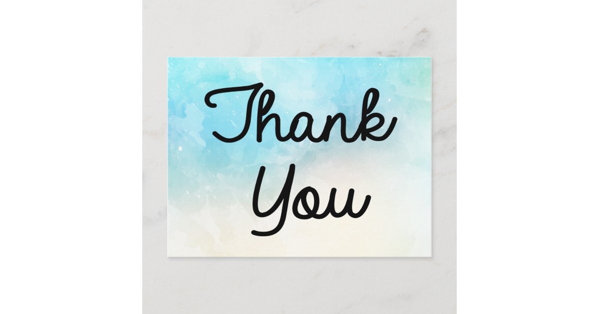 Thank You Blue, Turquoise And Purple Watercolor Postcard | Zazzle
