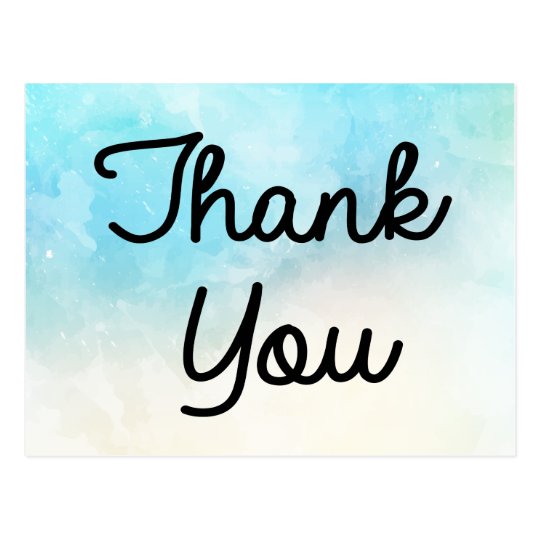 Thank You Blue, Turquoise And Purple Watercolor Postcard | Zazzle.com