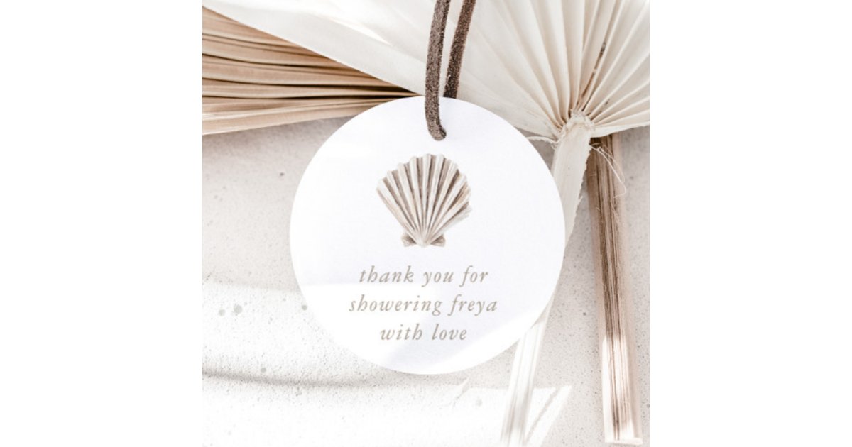 Thank you Boho Beach Shell Baby Shower Favor Tags | Zazzle