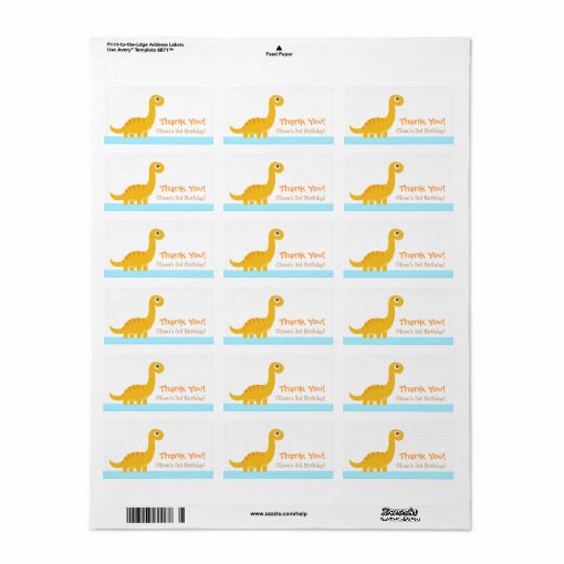 Thank You, Brachiosaurus dinosaur theme party Label | Zazzle