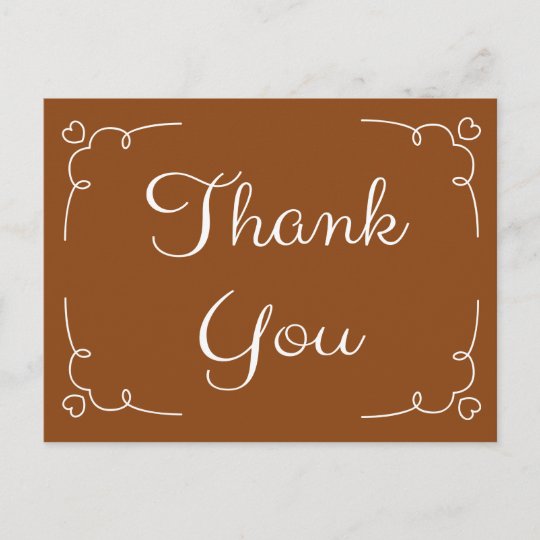 Thank You Brown And White Hearts Love Stickers Postcard | Zazzle.com