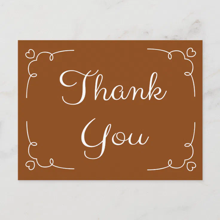 Thank You Brown And White Hearts Love Stickers Postcard | Zazzle