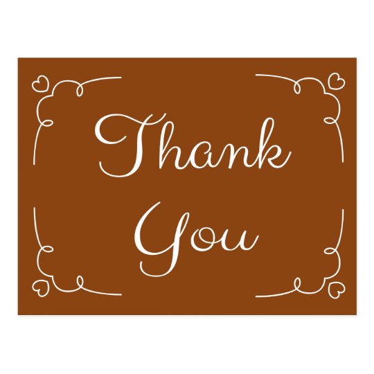 Thank You Brown And White Hearts Love Stickers Postcard | Zazzle.com