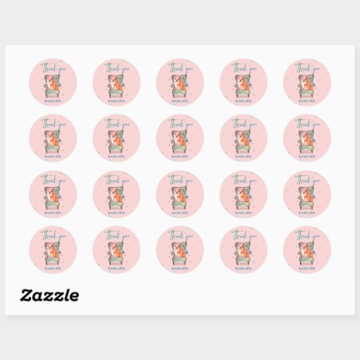 Thank You Bull Dog Pink Silver Classic Round Sticker | Zazzle