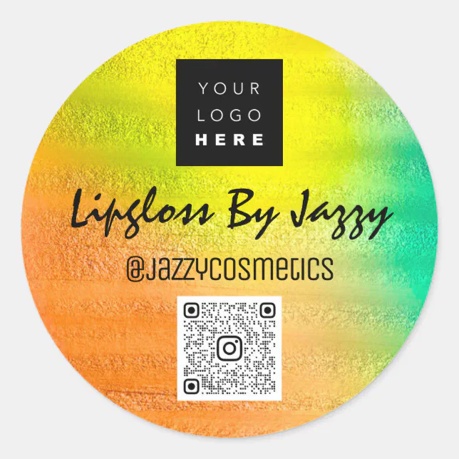 Thank You Business Beauty Lemon QR Code Logo Classic Round Sticker | Zazzle