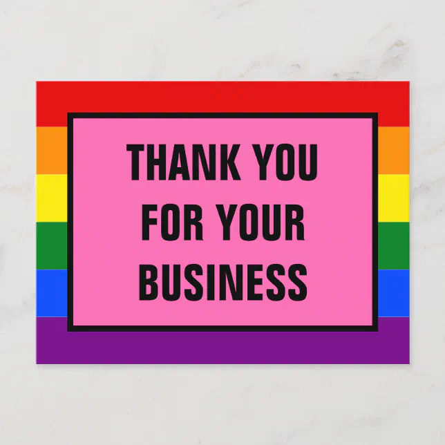 Thank You Business LGBT Customers Rainbow Pride Postcard | Zazzle