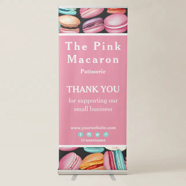 Thank You Business Macaron French Patisserie Pink Retractable Banner ...