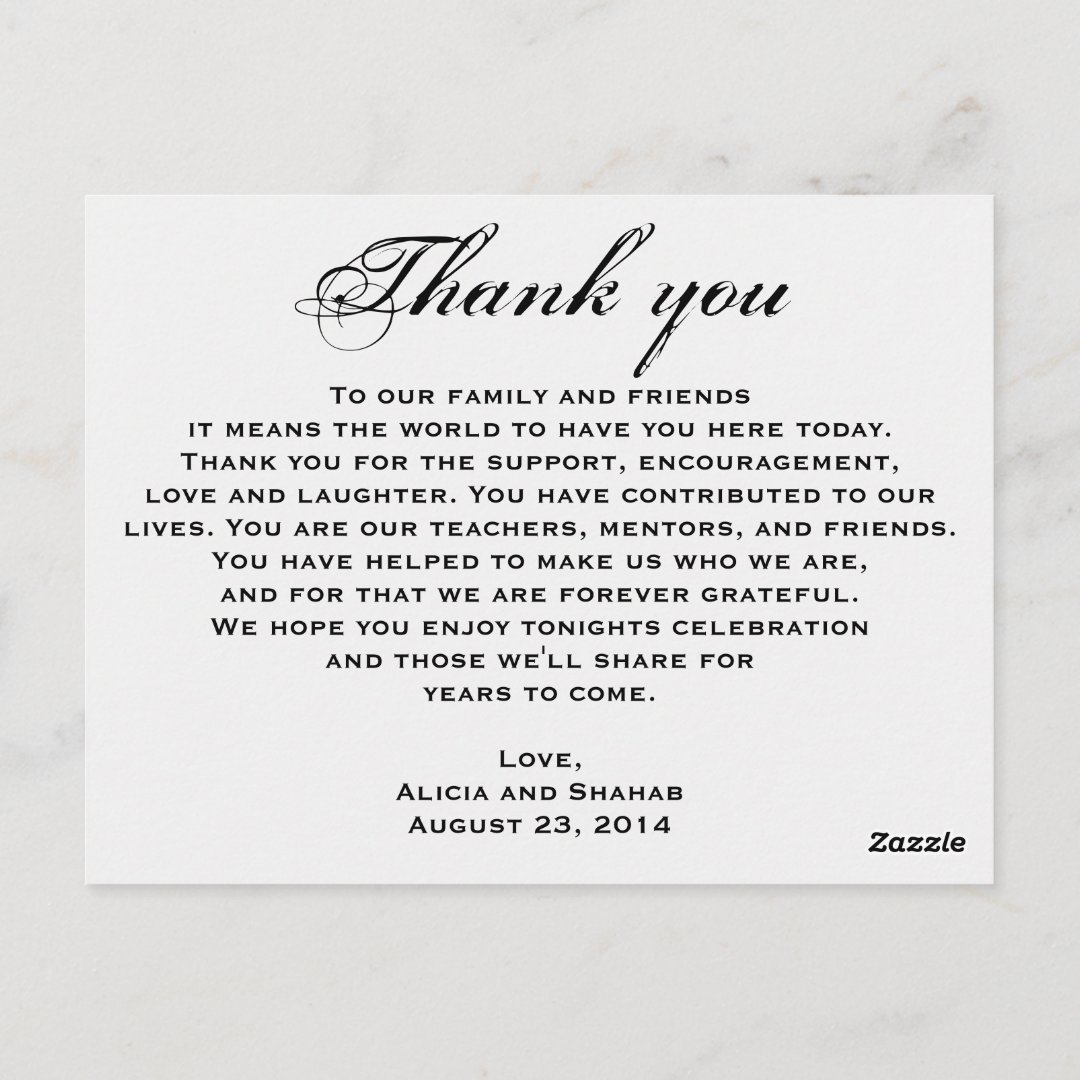 Thank you card AND Wedding Dinner Menu | Zazzle