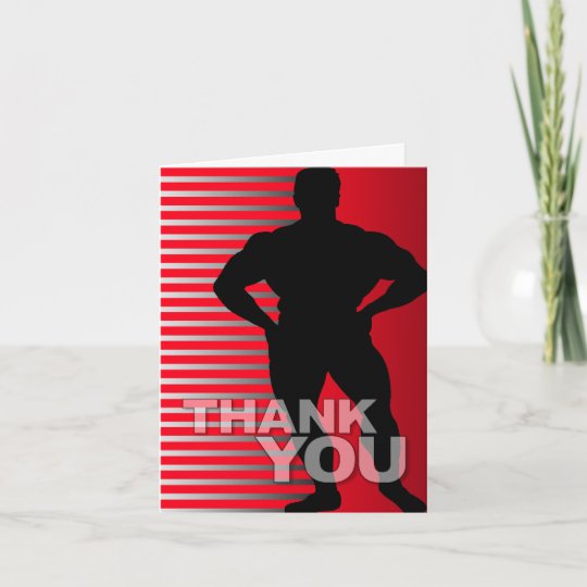 Thank You Card Bodybuilder Red Stripe | Zazzle.com