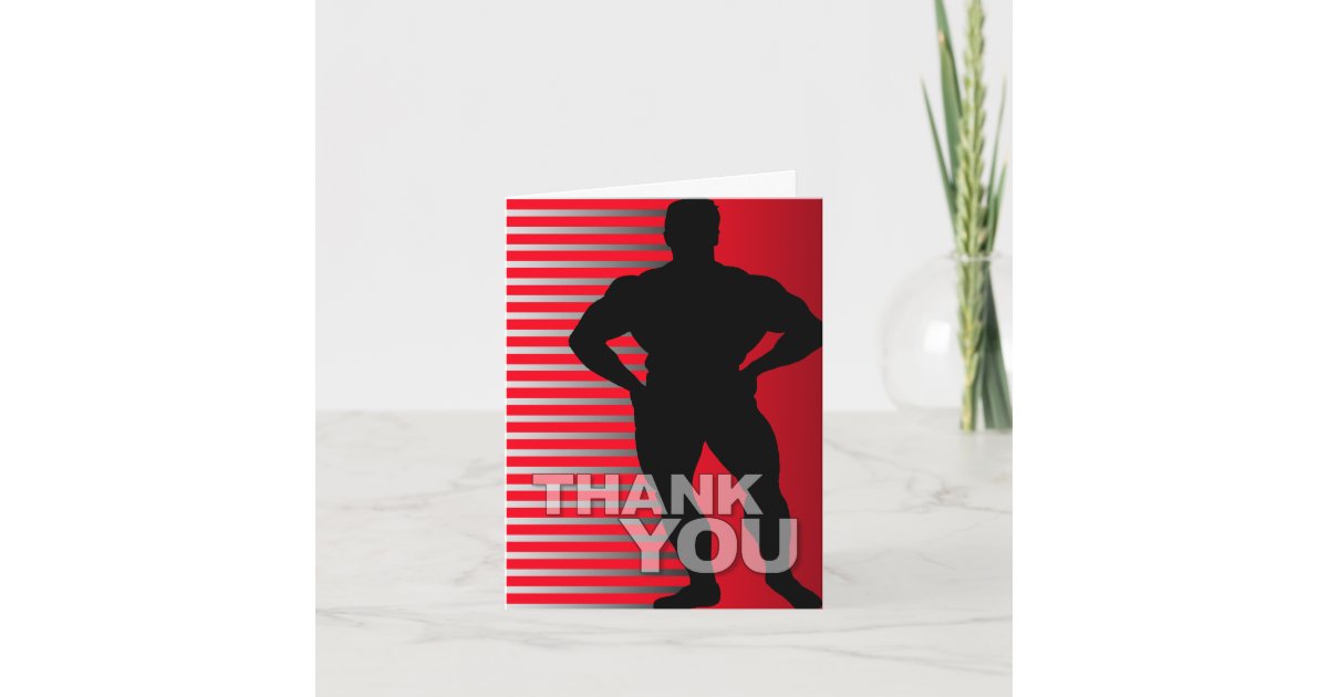 Thank You Card Bodybuilder Red Stripe | Zazzle.com