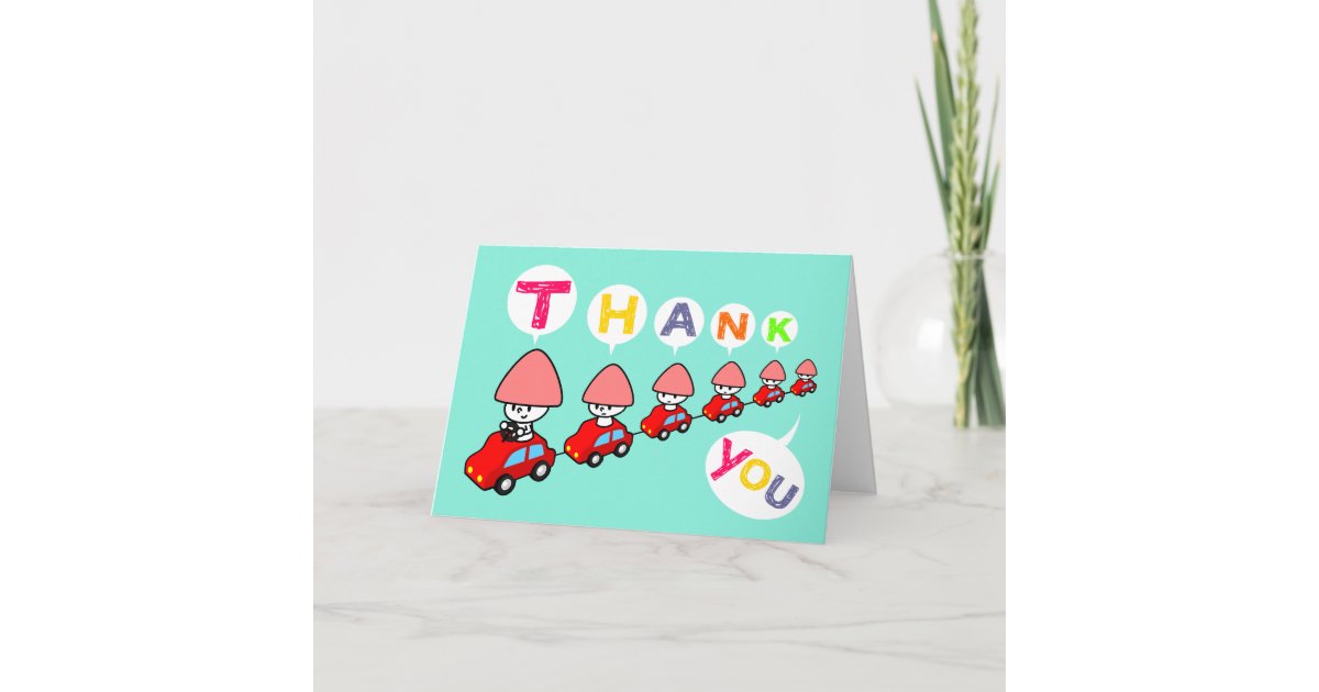Thank You Card - Car with small cars | Zazzle