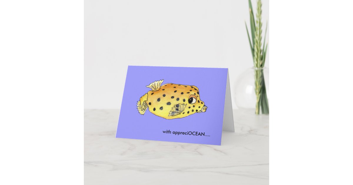 Thank You Card Cartoon Box Fish Greeting | Zazzle
