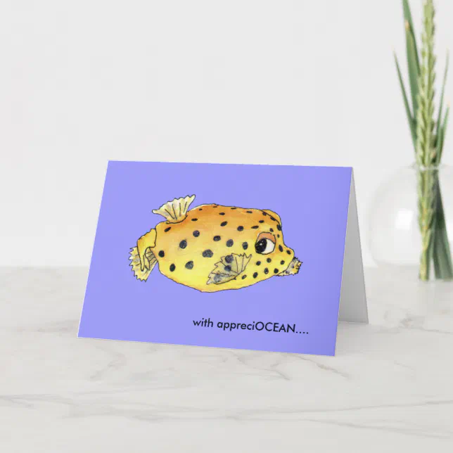 Thank You Card Cartoon Box Fish Greeting | Zazzle