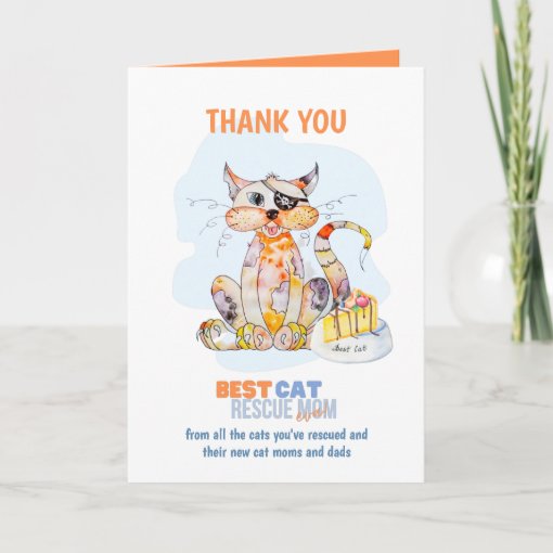 Thank You Card For CAT RESCUE MOM Foster Carer etc | Zazzle