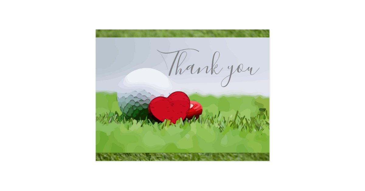 Thank you card for golfer with golf ball & love | Zazzle.com