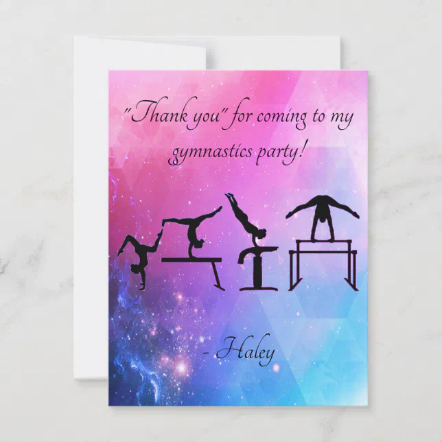 Thank you card for Gymnastics Birthday Party | Zazzle