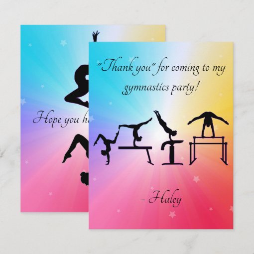 Thank you card for Gymnastics Birthday Party | Zazzle