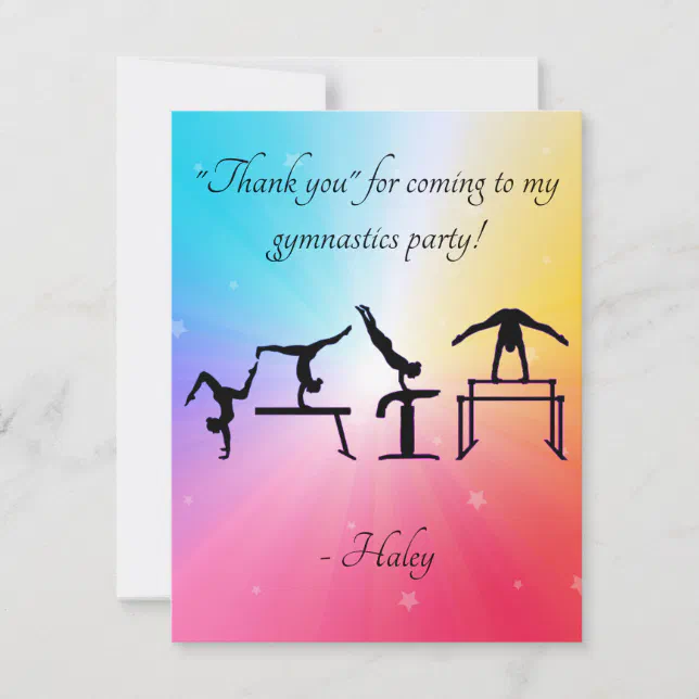 Thank you card for Gymnastics Birthday Party | Zazzle