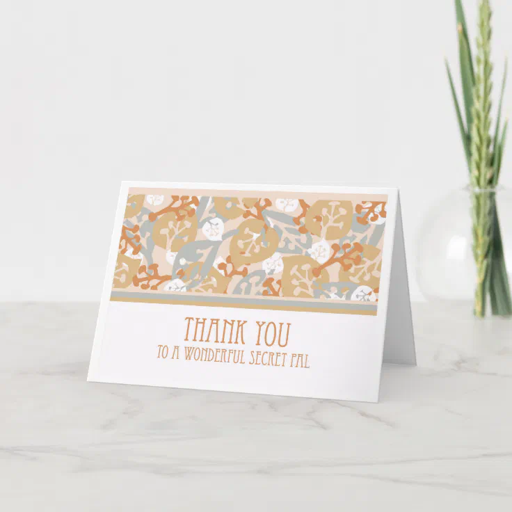 Thank You Card for Secret Pal, Leaves & Plants | Zazzle