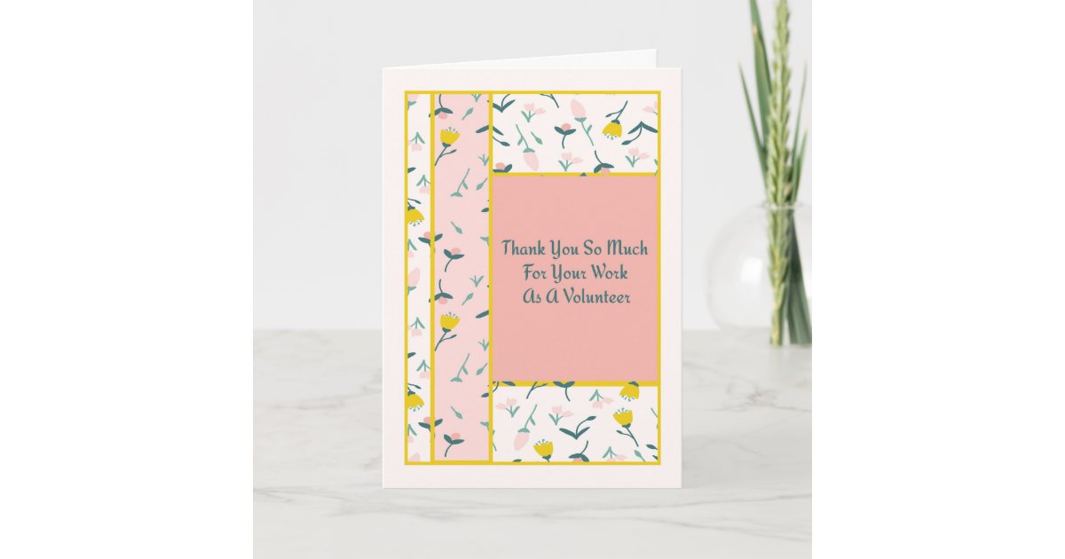Thank You Card for Volunteer with Vintage Flowers | Zazzle