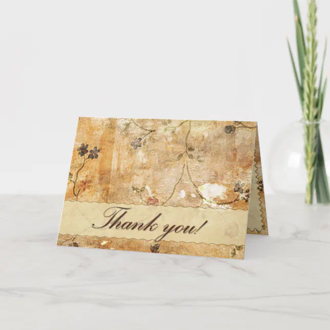 Thank you card in cream and brown | Zazzle