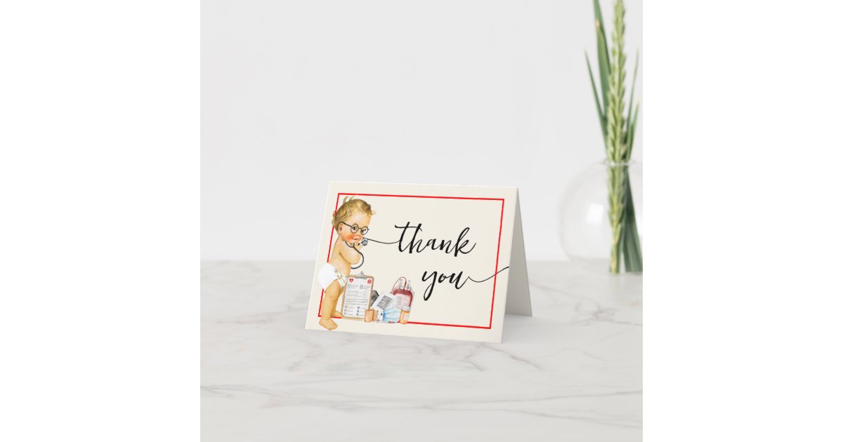Thank You Card Little Doctor Baby Shower | Zazzle