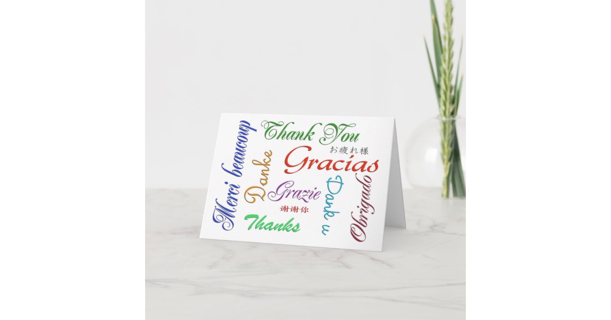 Thank you card many languages customizable | Zazzle