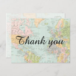 Thank You Card - Multicolor World Map | Zazzle