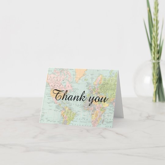 Thank You Card - Multicolor World Map | Zazzle.com