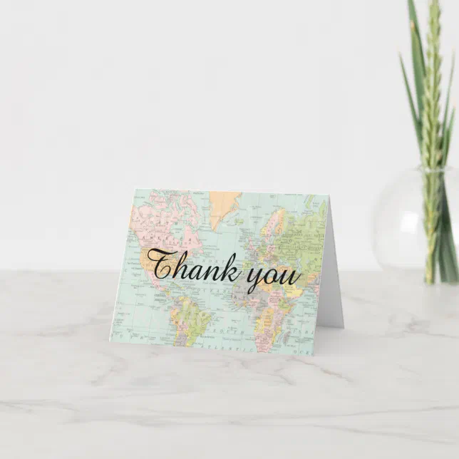 Thank You Card - Multicolor World Map | Zazzle