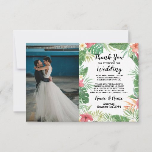 Thank You Card Photo Floral Tropical Aloha Luau | Zazzle