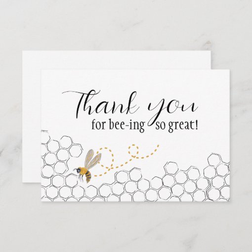 Thank you card- "Thank you for bee-ing so great!" | Zazzle