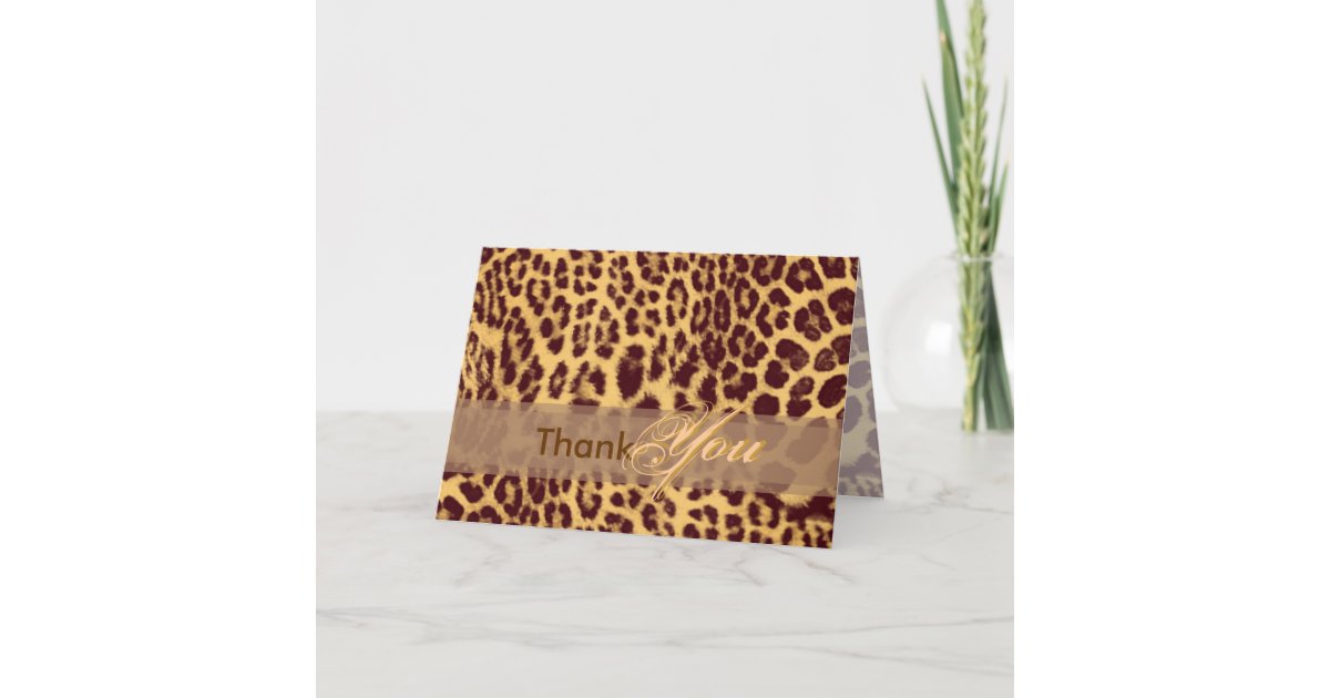 Thank You card, with leopard skin | Zazzle