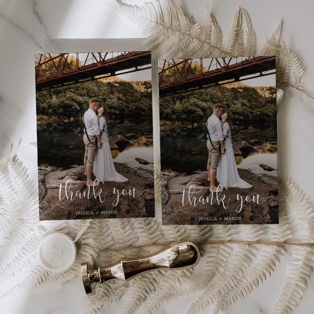 Thank You Card with Photo Blank Back | Zazzle