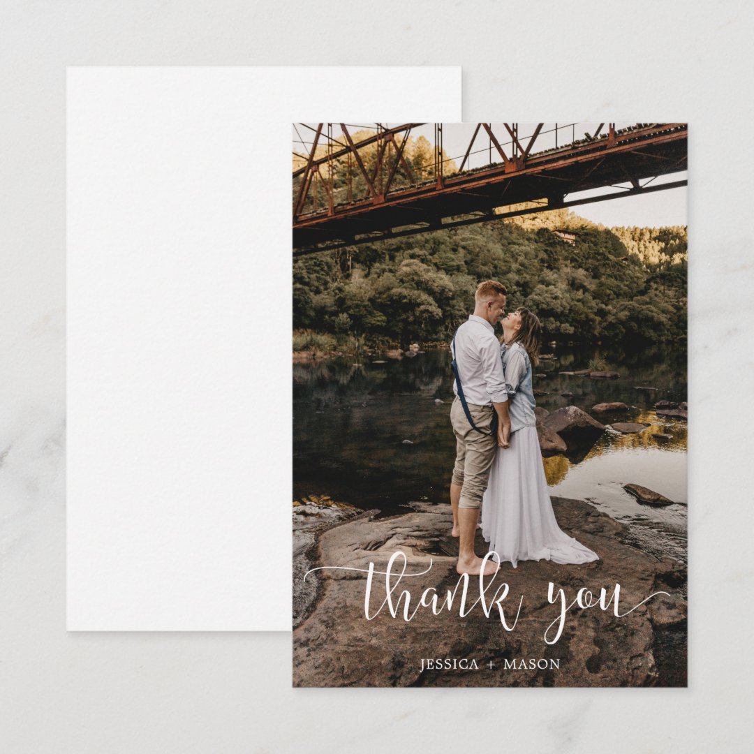 Thank You Card with Photo Blank Back | Zazzle