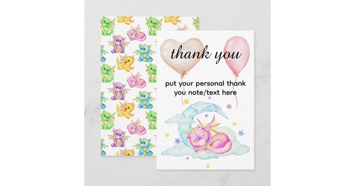 Thank You Card With Sleeping Dragon | Zazzle