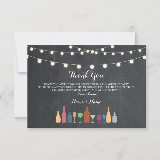 Thank You Cards Stock The Bar Lights Drinks Chalk | Zazzle.com