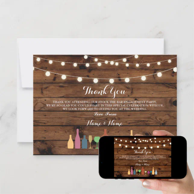 Thank You Cards Stock The Bar Lights Drinks Wood | Zazzle
