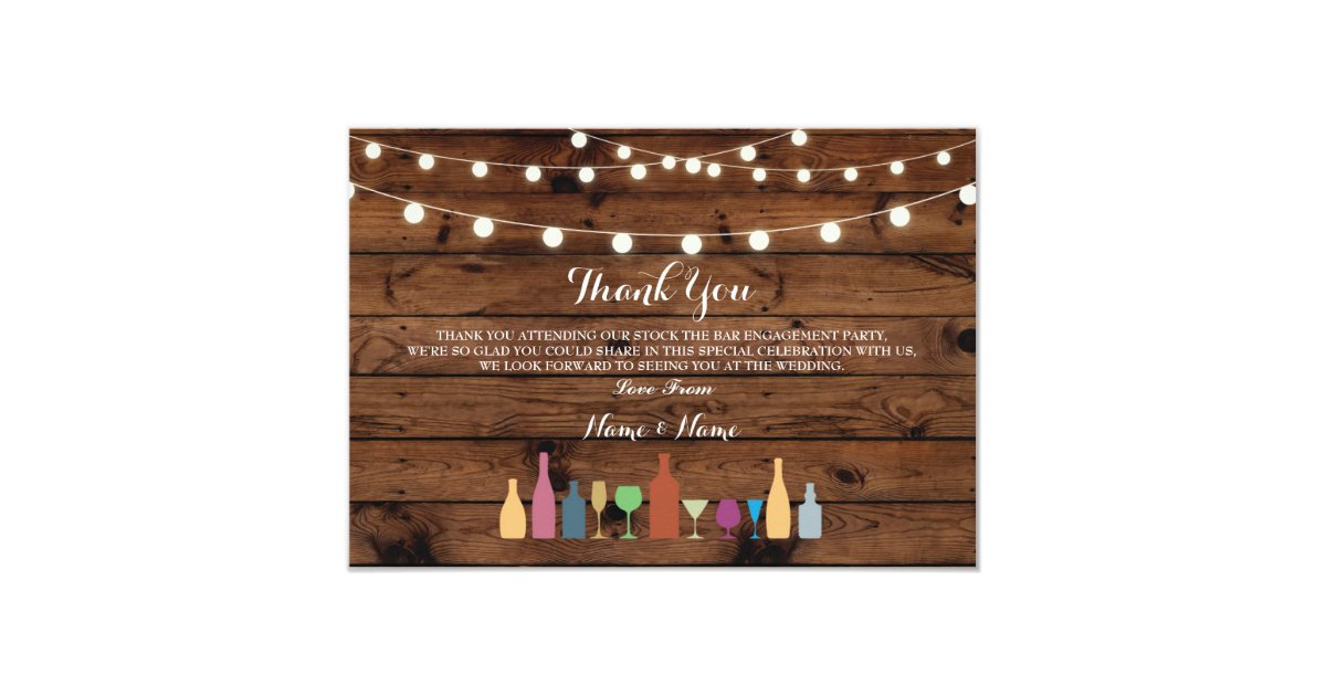 Thank You Cards Stock The Bar Lights Drinks Wood | Zazzle.com