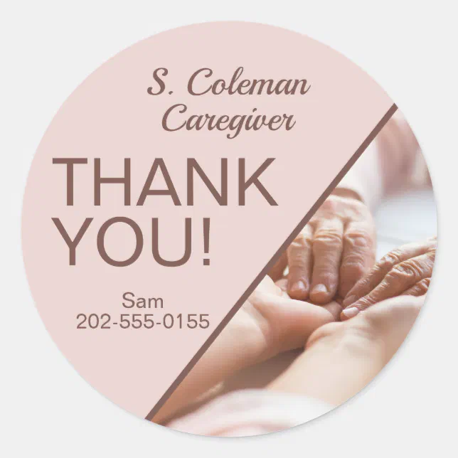 Thank You Caregiver Home Help Classic Round Sticker | Zazzle