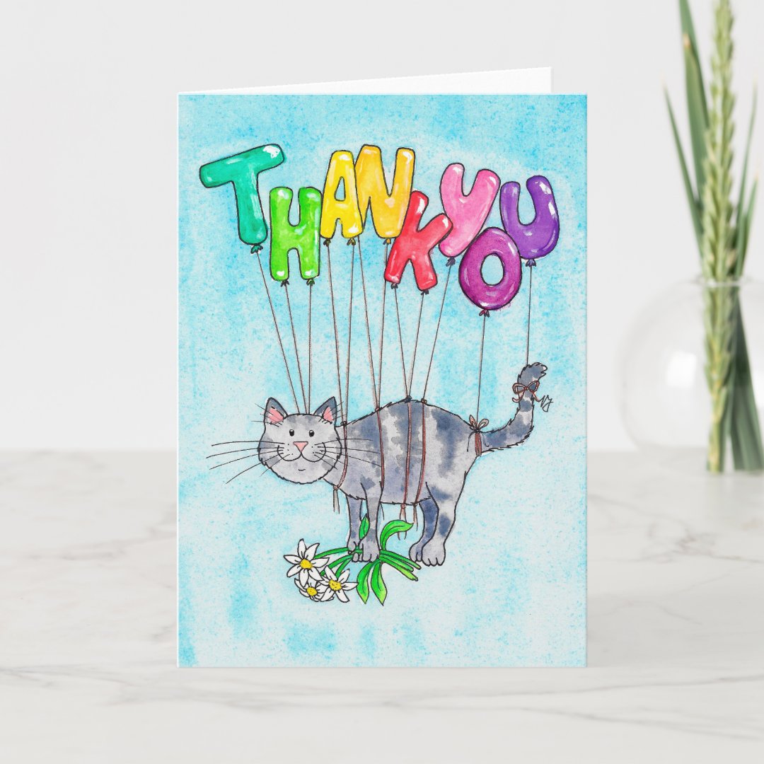 Thank you Cat greeting card by Nicole Janes | Zazzle