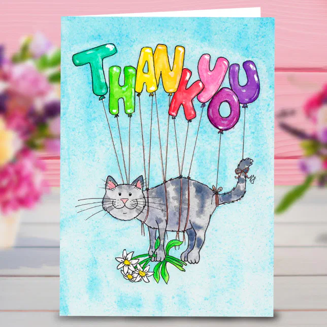 Thank you Cat greeting card by Nicole Janes | Zazzle