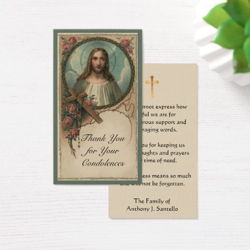Thank You Catholic Sacred Condolence Holy Cards | Zazzle