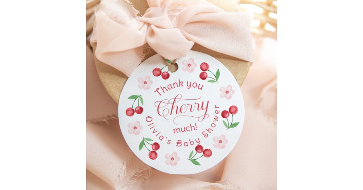 Thank you Cherry much Baby shower Favor Tags | Zazzle
