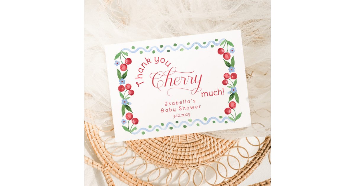 Thank you Cherry Much Blue elegant Thank you card | Zazzle