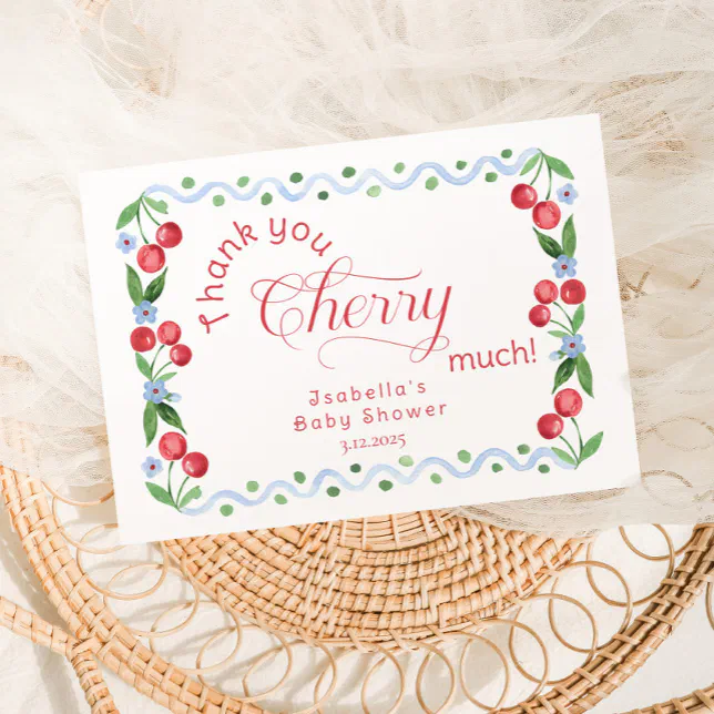 Thank you Cherry Much Blue elegant Thank you card | Zazzle