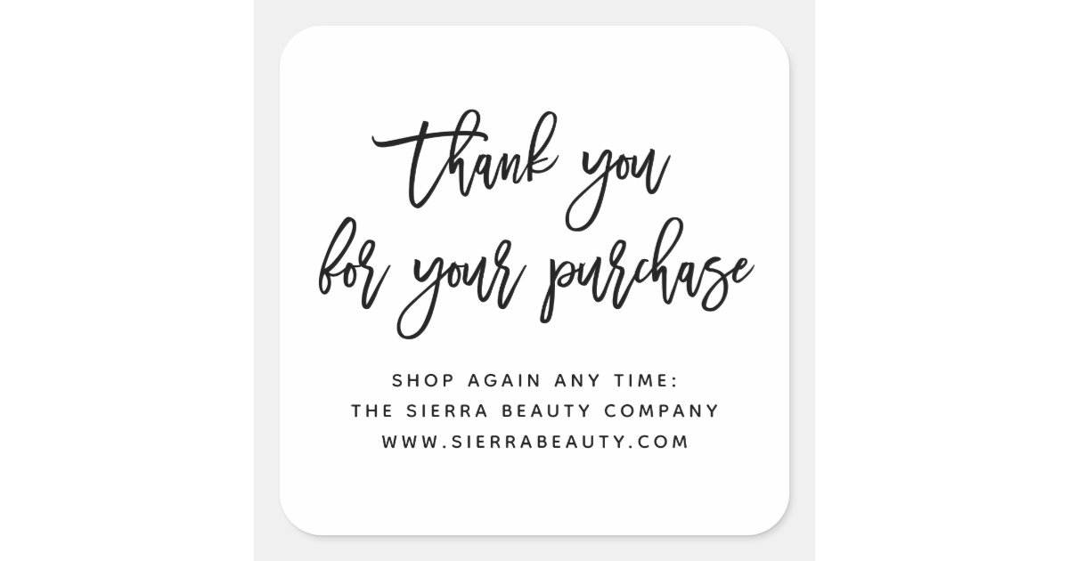 Thank You | Chic Custom Retail Boutique Square Sticker | Zazzle