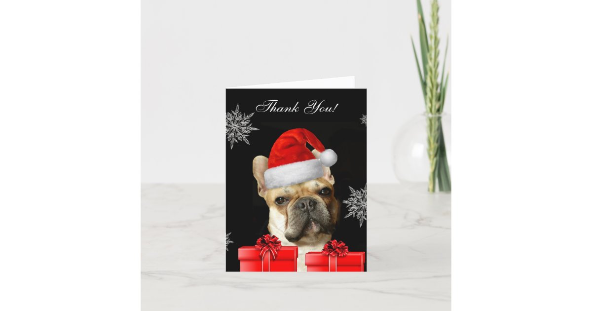 Thank You Christmas French Bulldog notecard | Zazzle