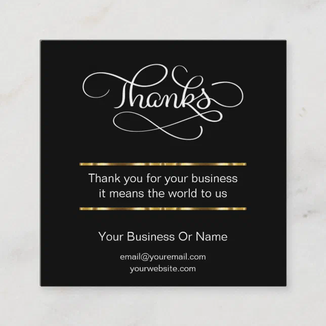 THANK YOU Classy Customer Thank You Business Cards | Zazzle